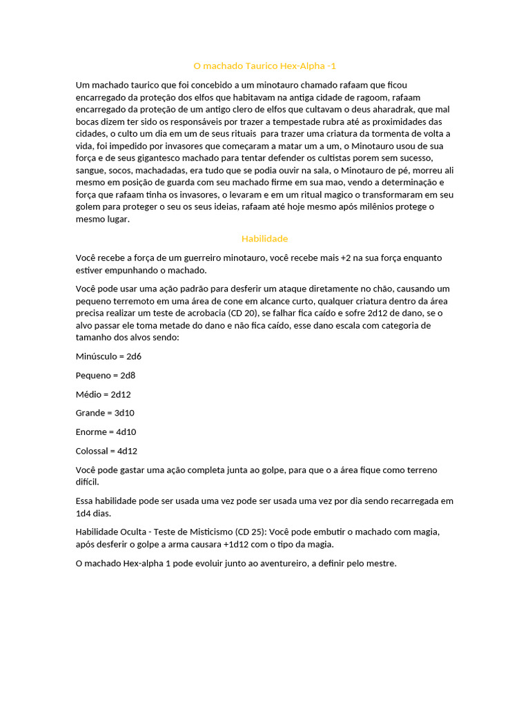 Machado Taurico Hex-Alpha 1 (Escrever) | PDF