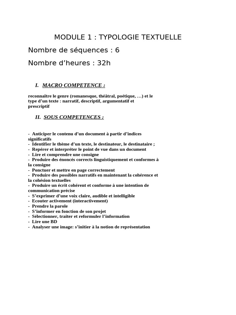 Séquences Typologie + TEC-1 | PDF