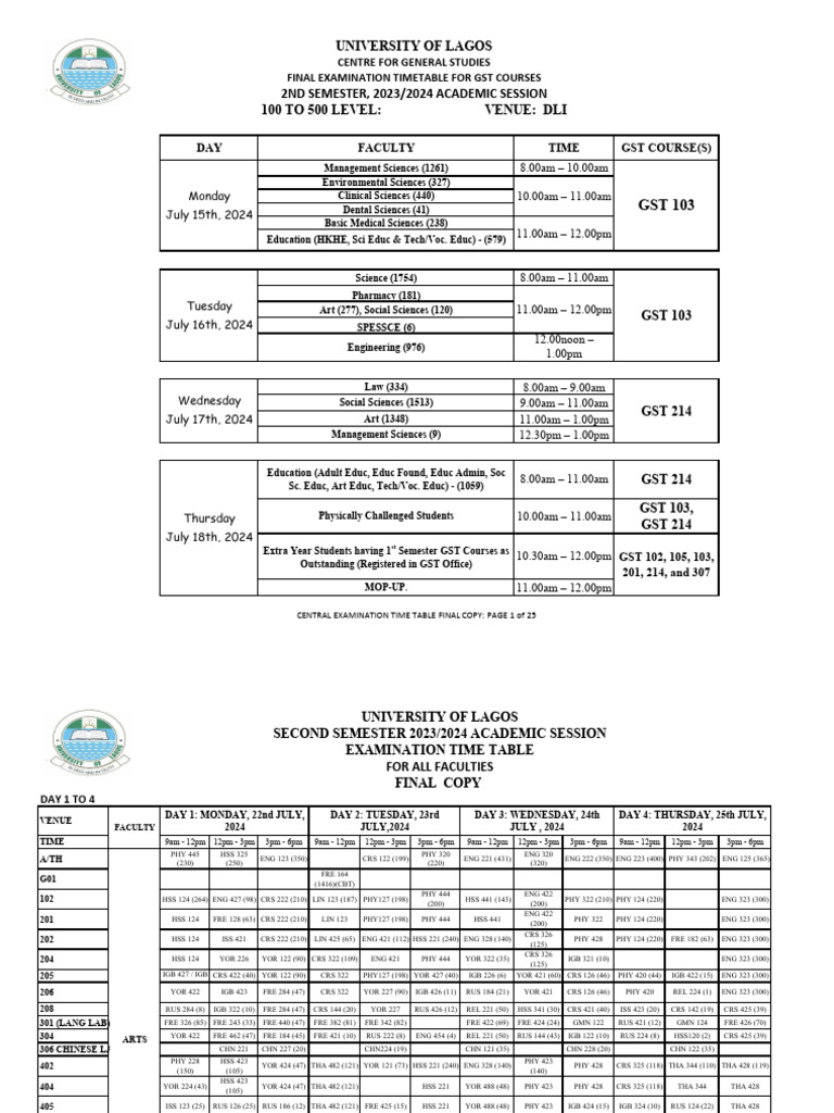 Final General Examination Time Table 2023-2024-02 | PDF