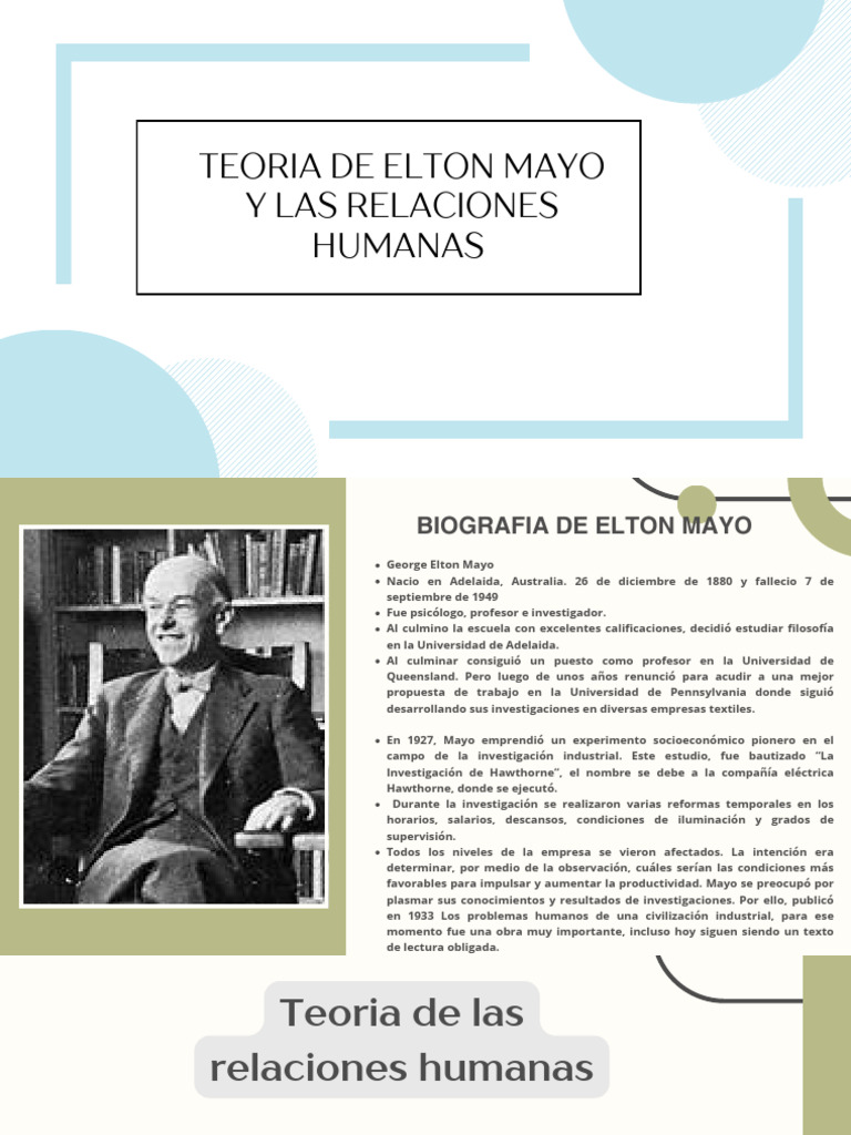 Teoria de Elton mAYO | PDF