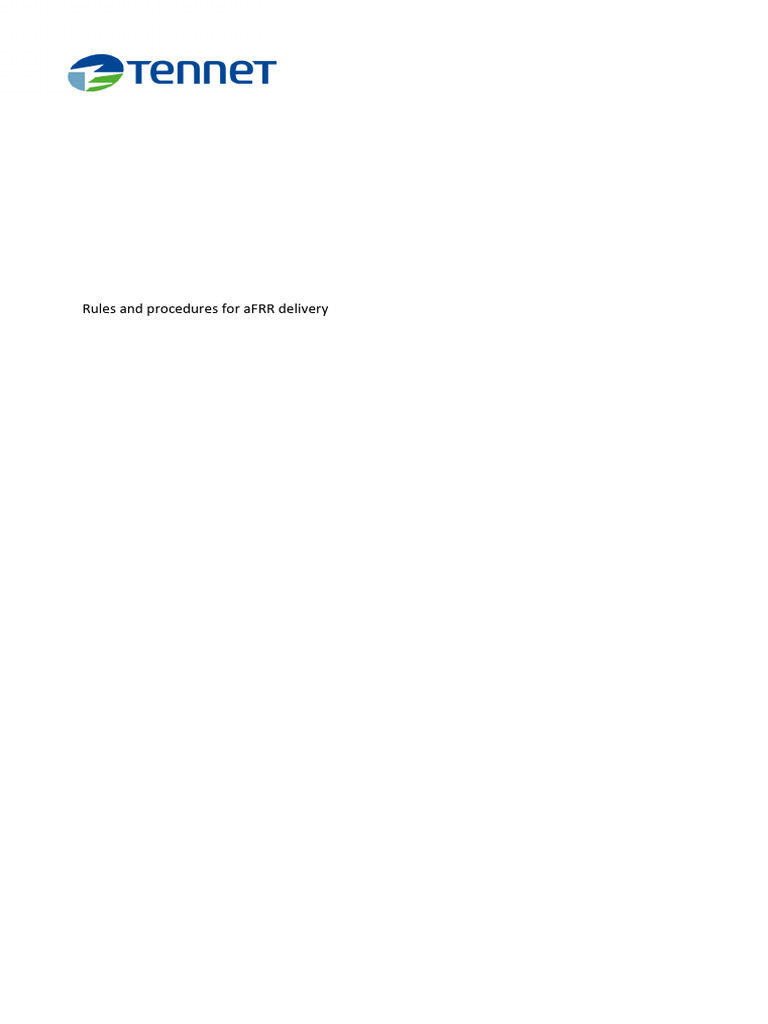 aFRR Manual For BSPs en | PDF