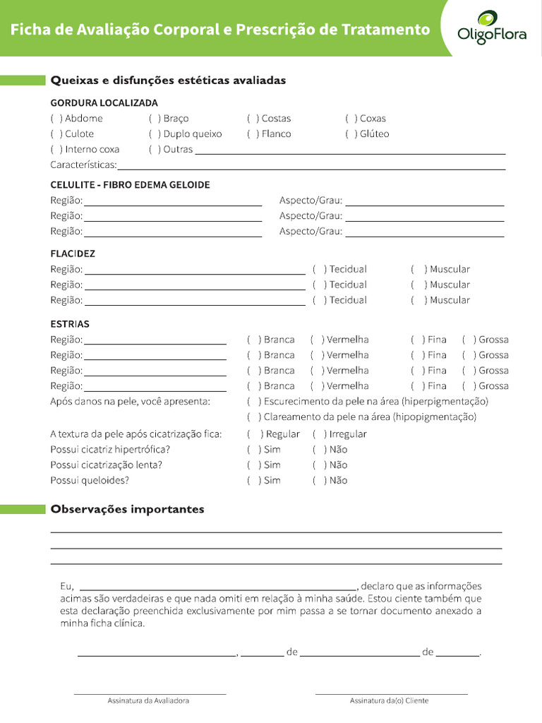 Ficha de Avaliacao Corporal e Prescricao de Tratamento (UP 17mai2019 ... Ficha de Avaliacao Corporal e Prescricao de Tratamento (UP 17mai2019 ...