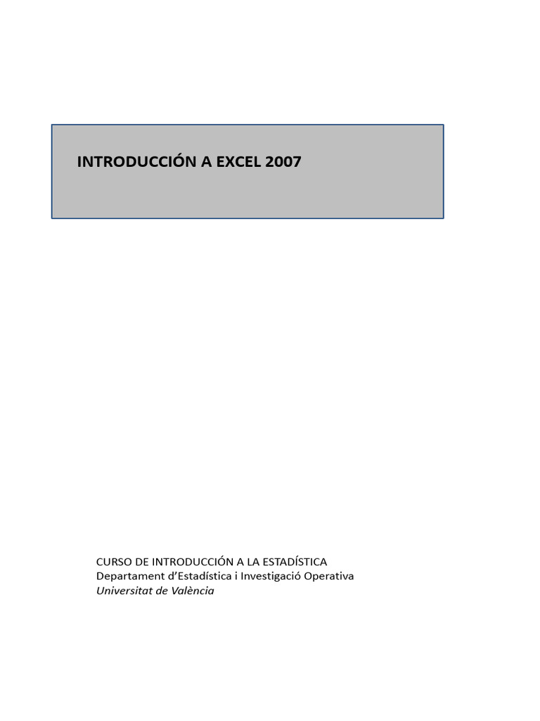 Intro Excel 2007 | PDF