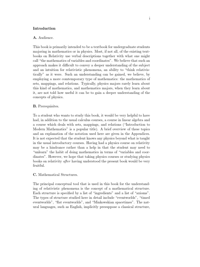 Mathematical Structures Of Special Relativity Pdf