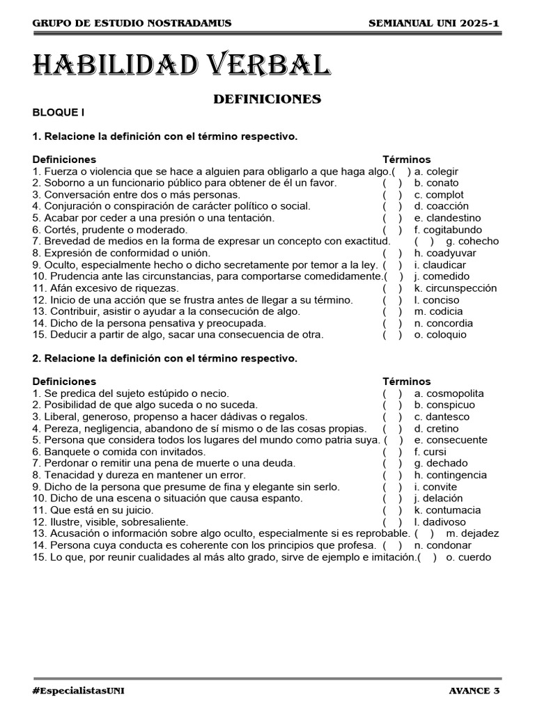 Saub 2025 1 Aptitud Verbal A3 | PDF