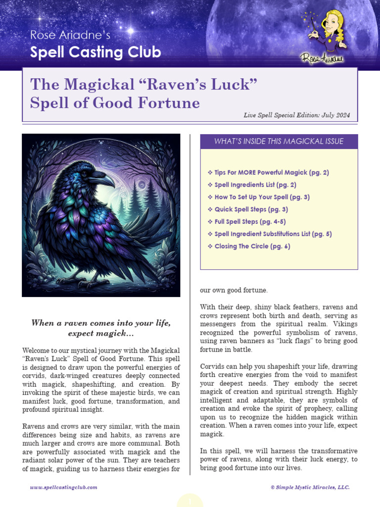 Ravens Luck Spell of Fortune | PDF