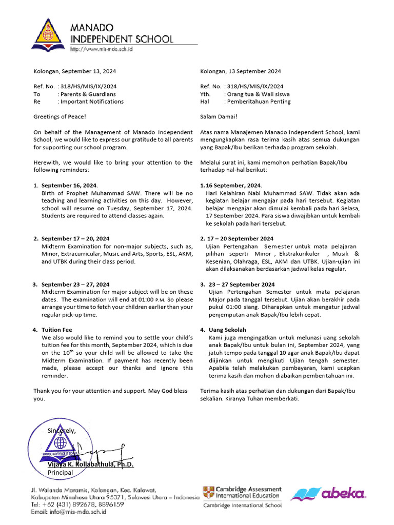 HS Letter 318 - Midterm Examination With Rules and Regulation | PDF ...