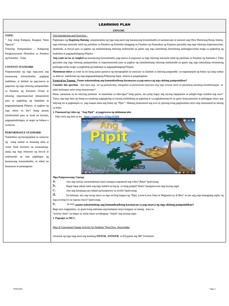 Sample Curriculum Map Learning Plan | PDF