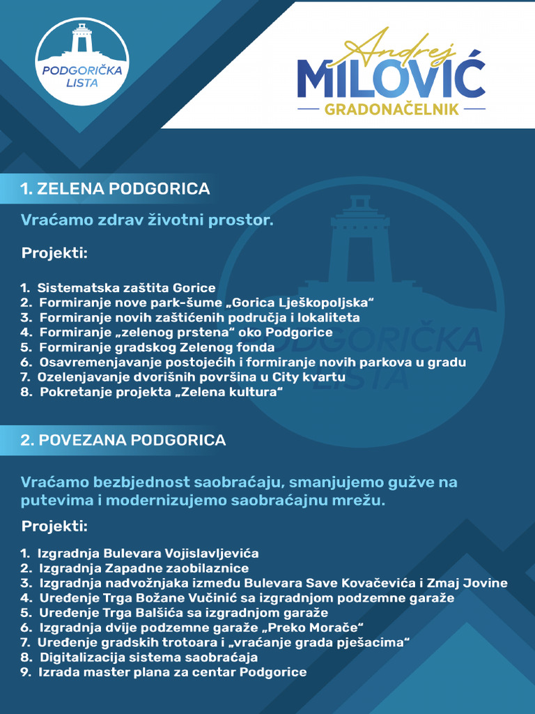 Program Podgoricka Lista | PDF