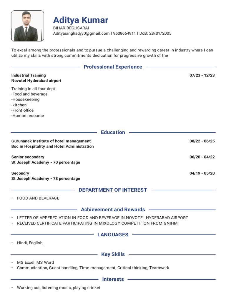 Aditya Kumar - CV | PDF