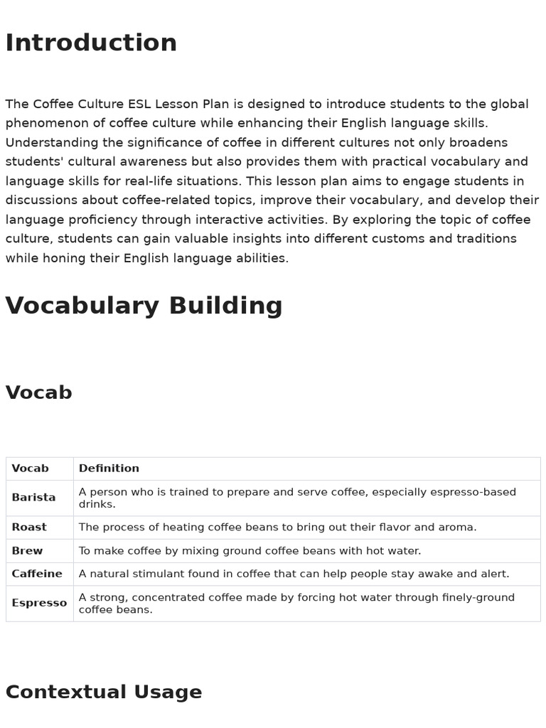 Coffee-Culture-ESL-Lesson-Plan-Free-PDF | PDF