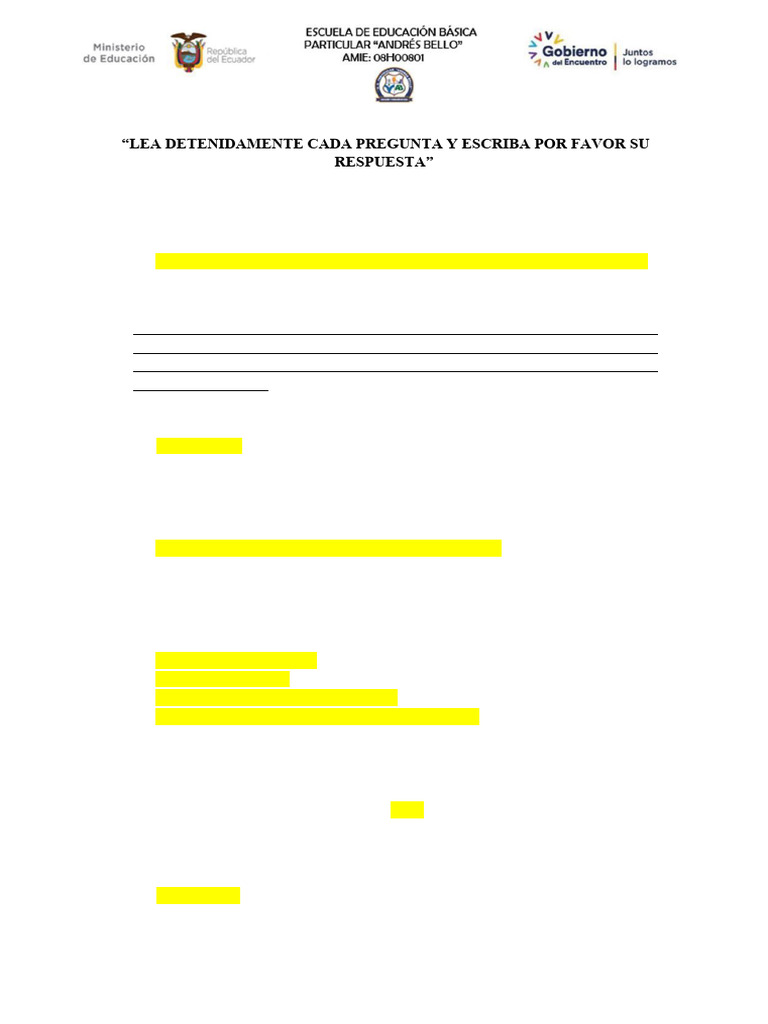 3er. Bgu Lengua y Literatura Cuestionario Trimestre 1 | PDF