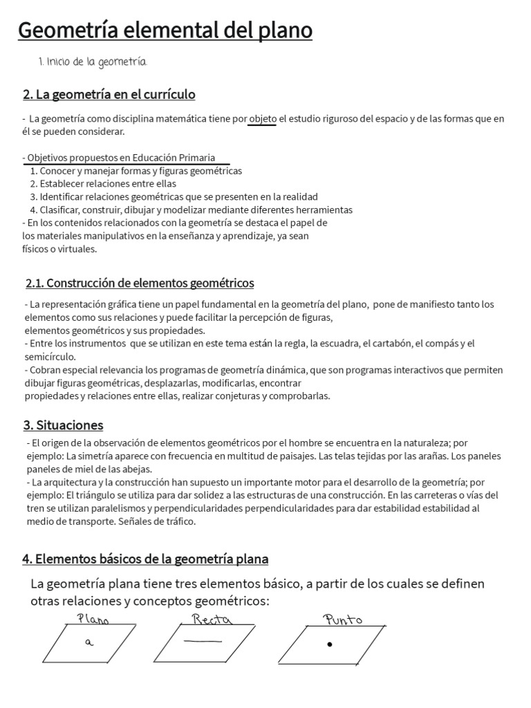 Geometría Elemental Del Plano Pdf