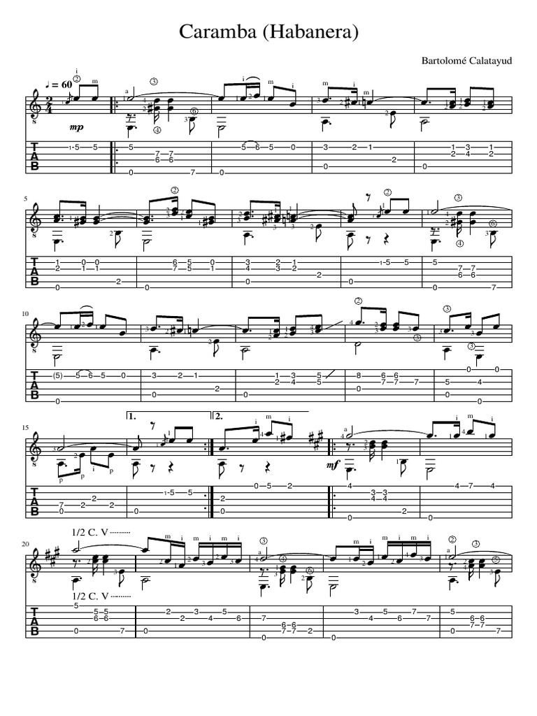 Caramba Habanera - Tablatura | PDF