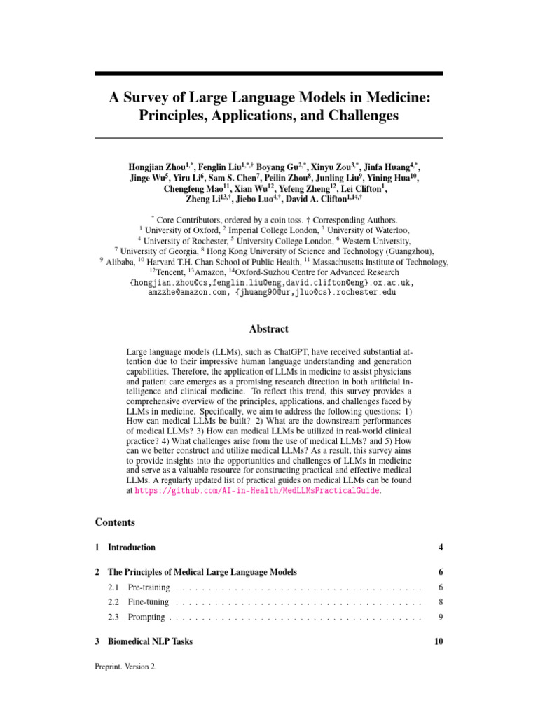 A Survey of Large Language Models in Medicine - Principles ...