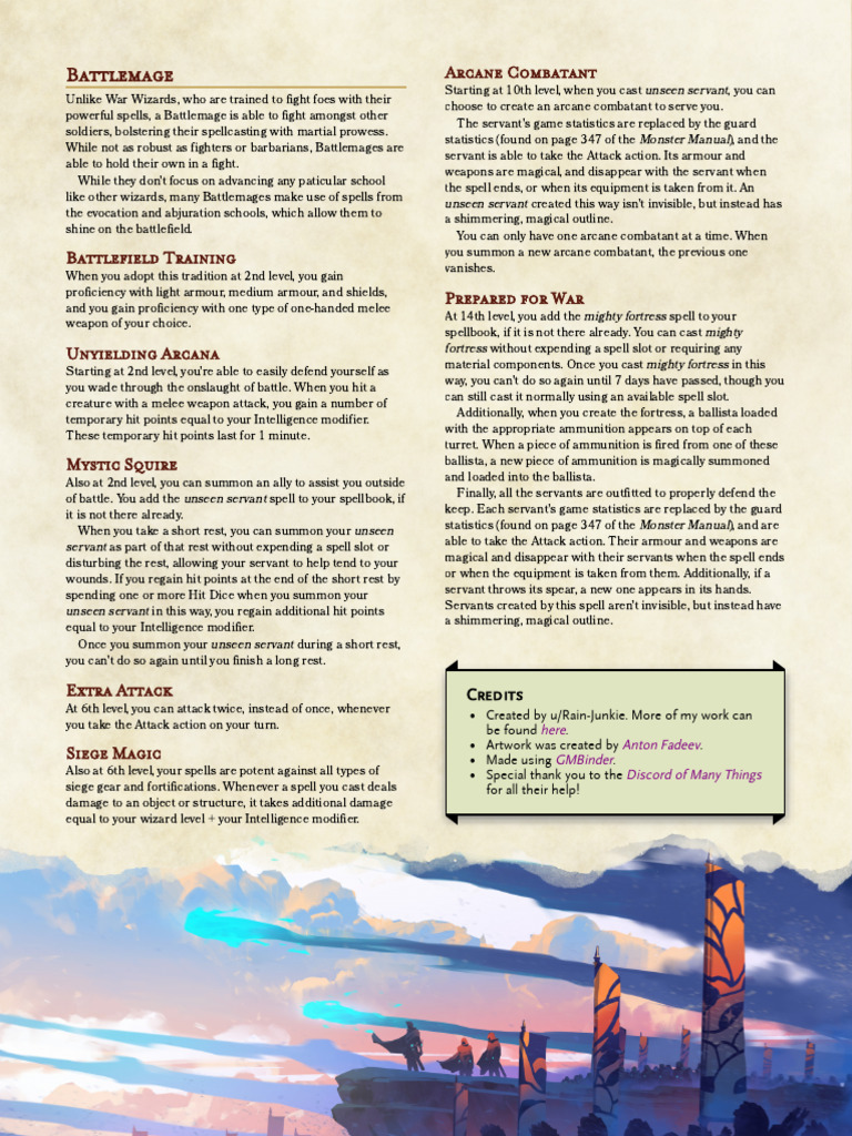 Battlemage Class Guide for RPGs | PDF