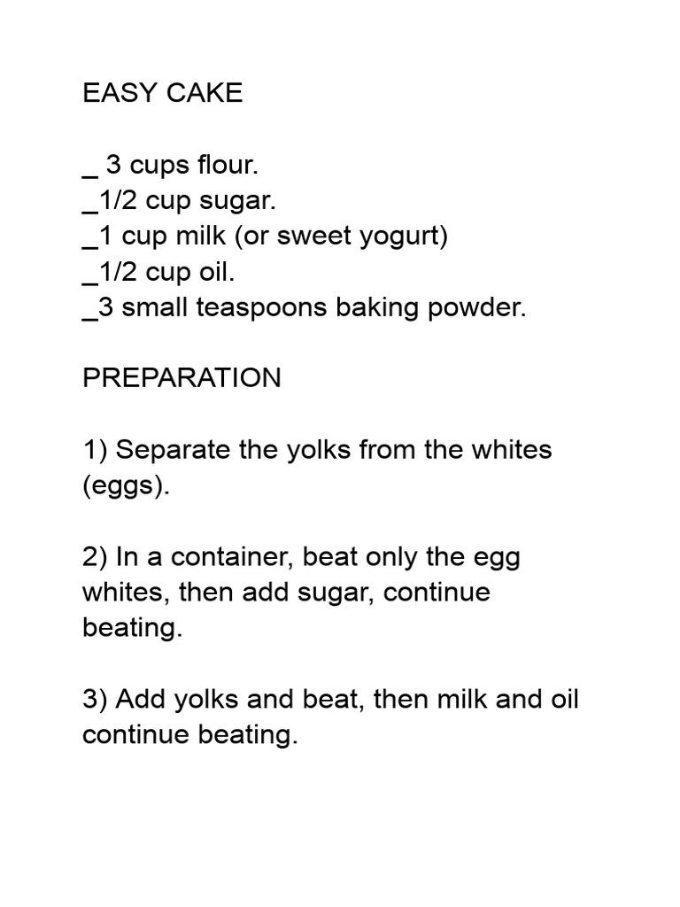 Easy Cake Recipe | PDF