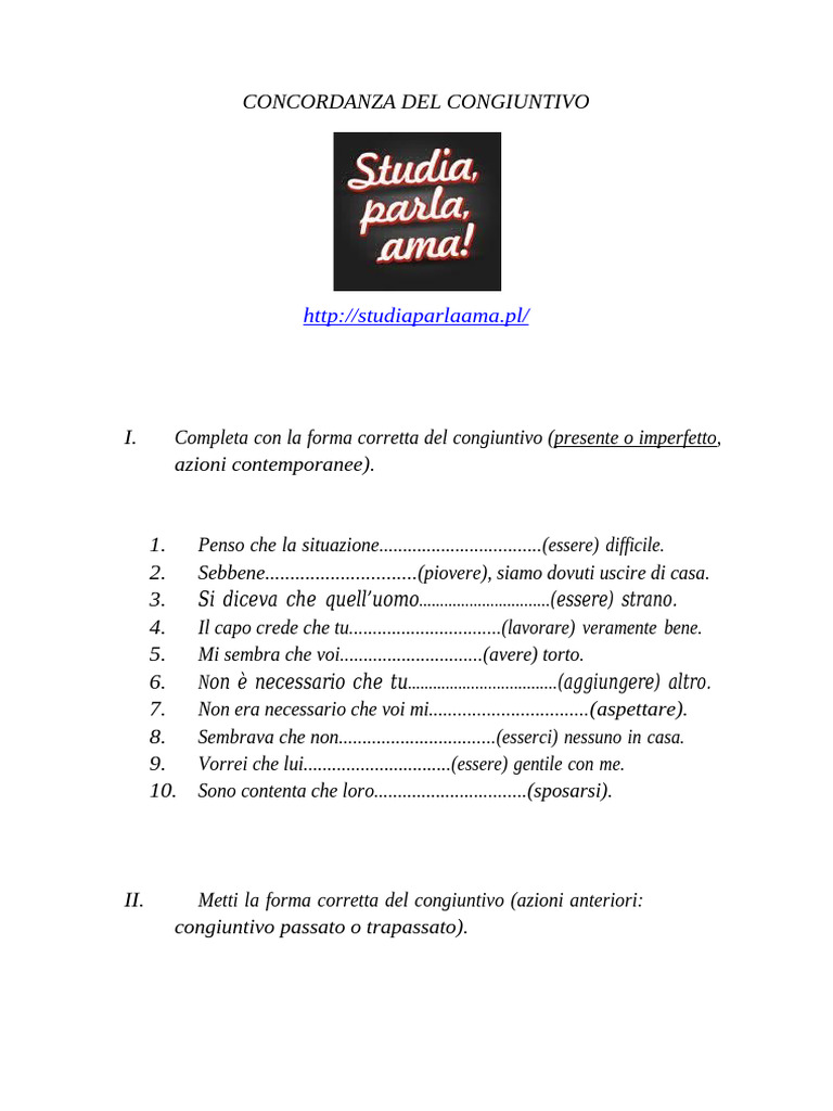Concordanza Congiuntivo | PDF