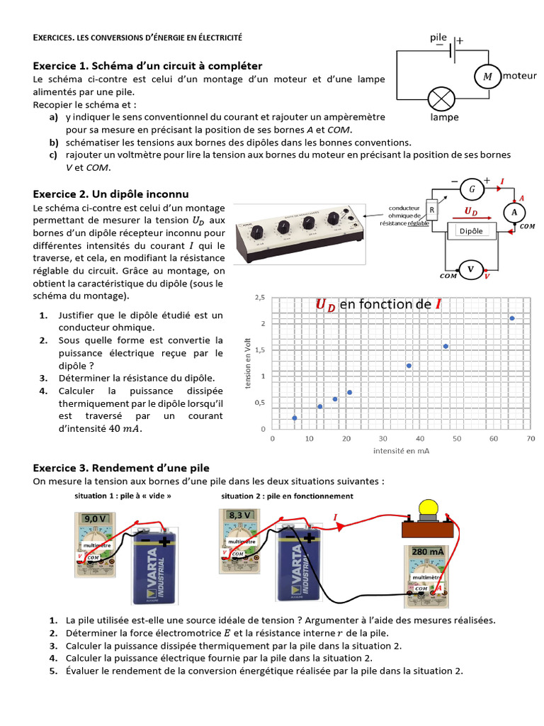 Exercices Électricité Énergies | PDF