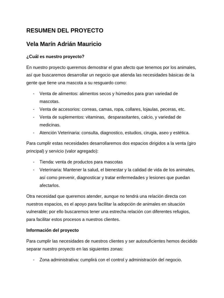 Resumen Del Proyecto 3 | PDF | Alimentos | Negocios