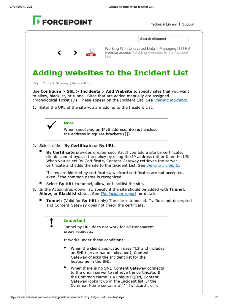 Adding Websites To The Incident List | PDF