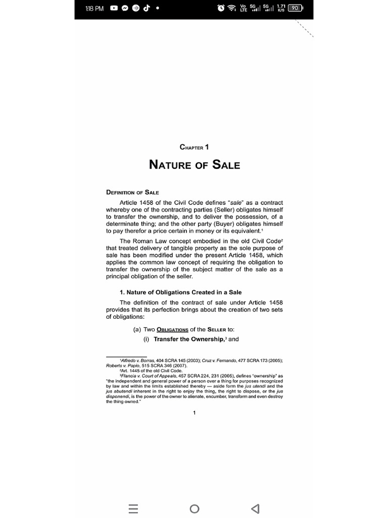 Bus - Lawchapter 1nature of Sale | PDF