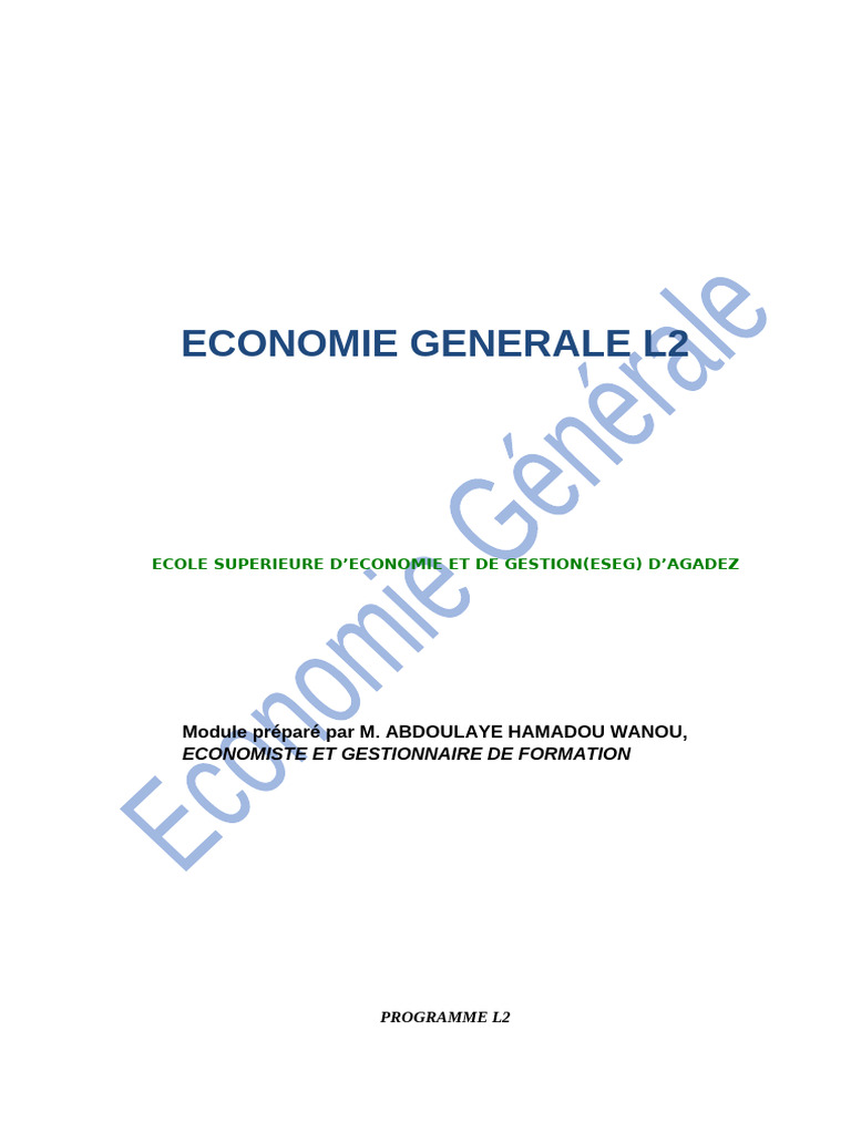 ECONOMIE - GENERALE - 2 Chap 1 | PDF