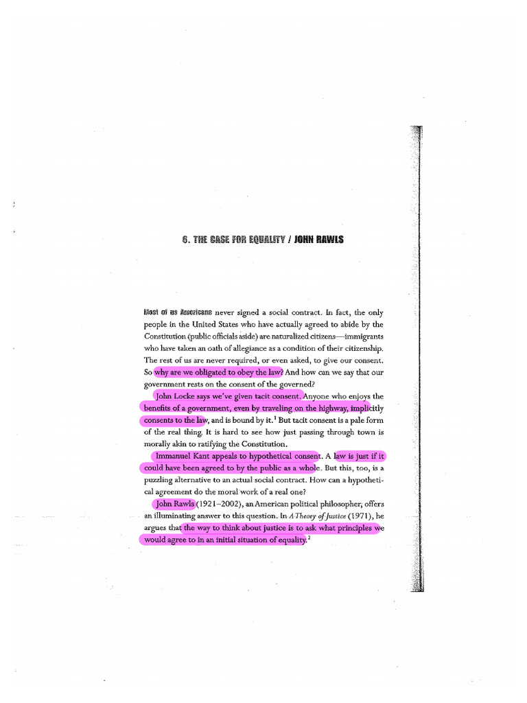 Sandel 2010 Justice - Whats The Right Thing To Do CH 6 | PDF