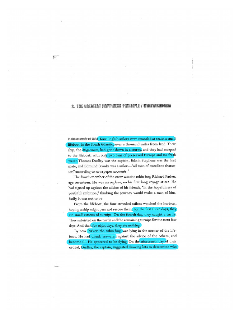Sandel 2010 Justice - Whats The Right Thing To Do CH 2 | PDF