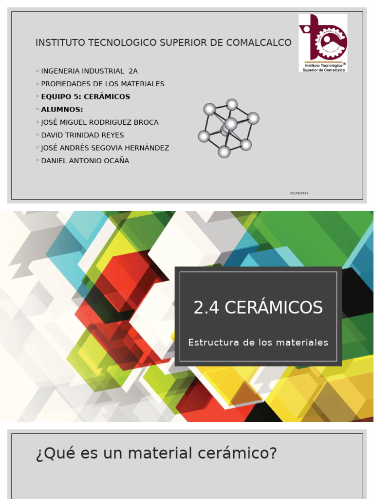 Definición de Materiales Cerámicos | PDF | Cristal | Enlace iónico