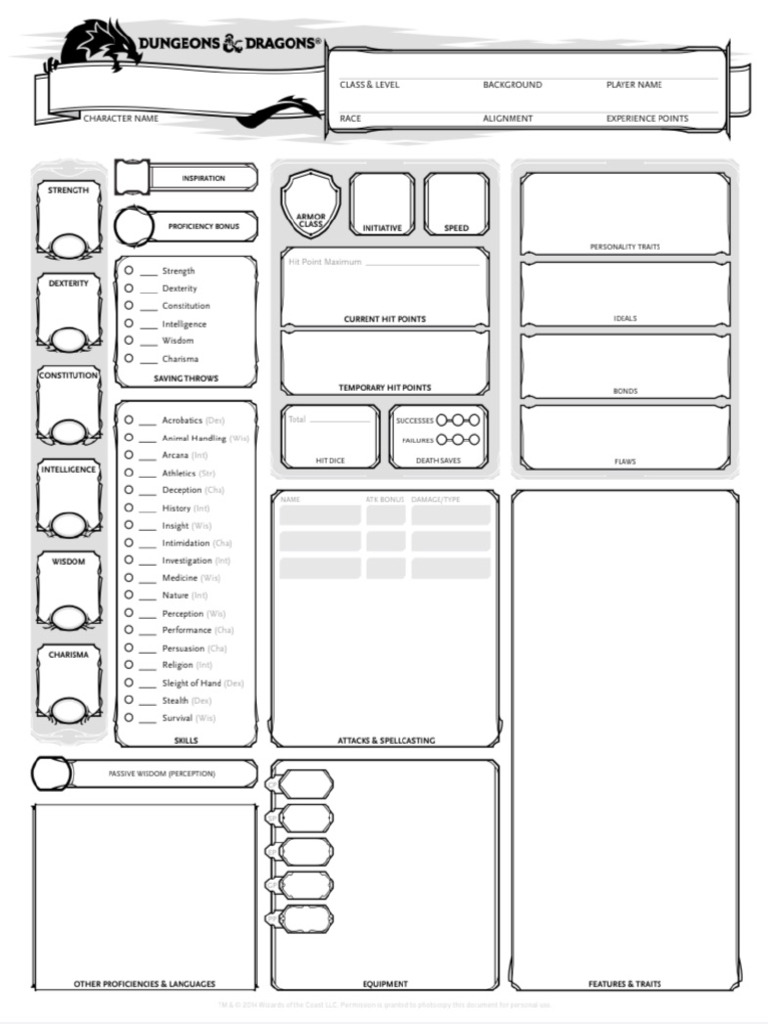 2022dnddownloadsDnD 5E CharacterSheet FormFillable | PDF