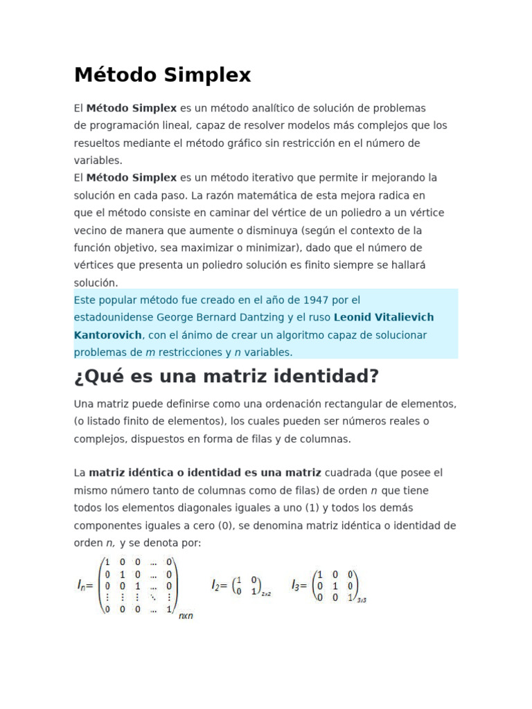 Teoría Del Método Simplex | PDF