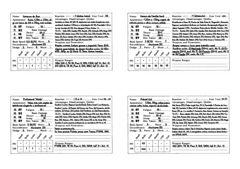 NPC Record Card (GURPS Cops 1) | PDF