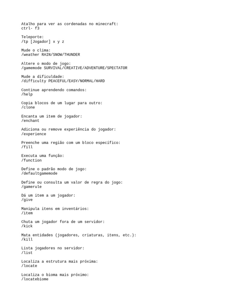 Comando Minecraft | PDF