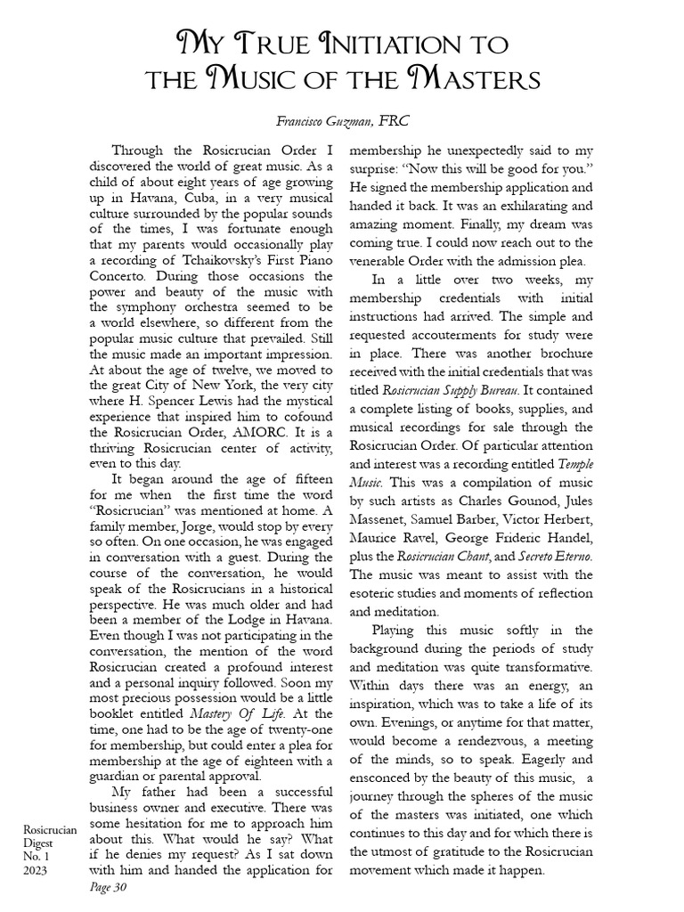 My True Initiation To The Music of The Masters | PDF