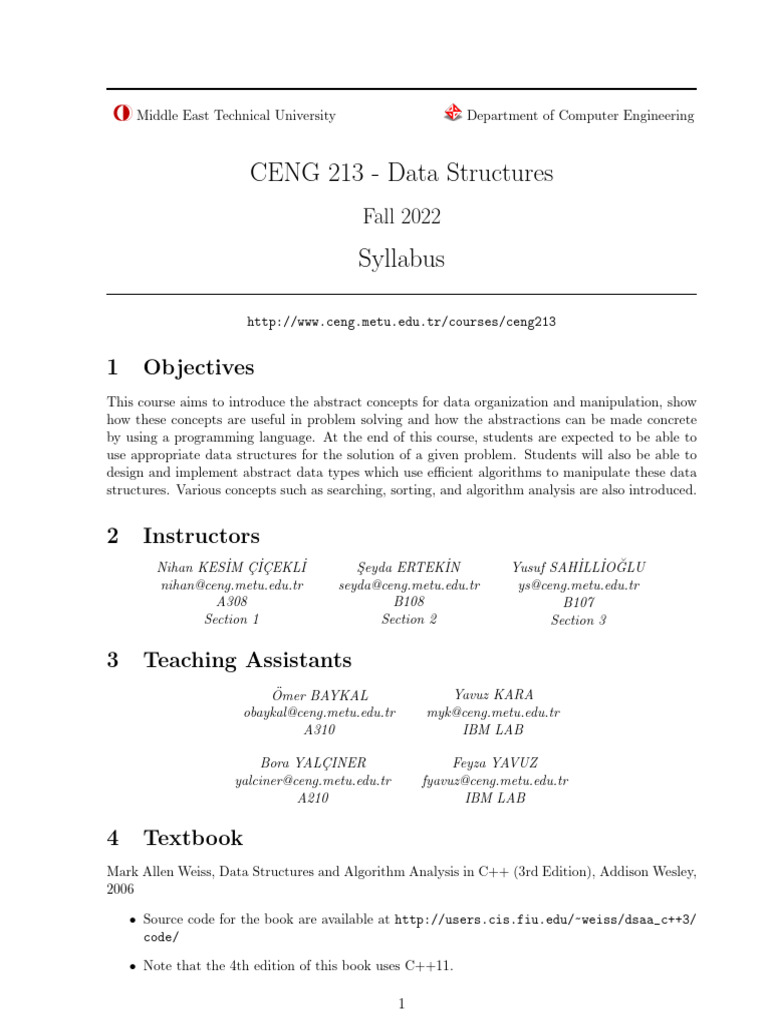 Ceng213 Syllabus | PDF