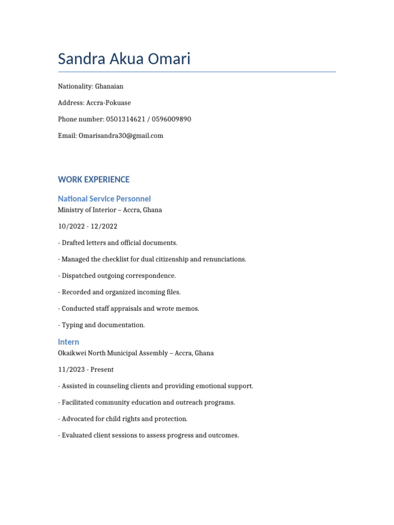 CV Sandra Omari Edited | PDF