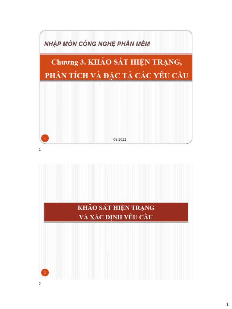 Chuong 3. Khao Sat Hien Trang, Phan Tich Va Dac Ta Yeu Cau - P1 - DH - V1 - 2022 - SV | PDF