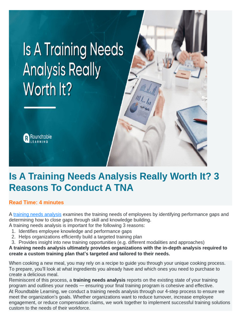 Is A Training Needs Analysis Really Worth It | PDF