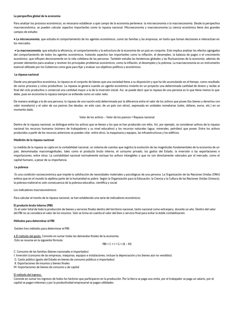 La Perspectiva Global de La Economía 5to. C y 5to. A | PDF