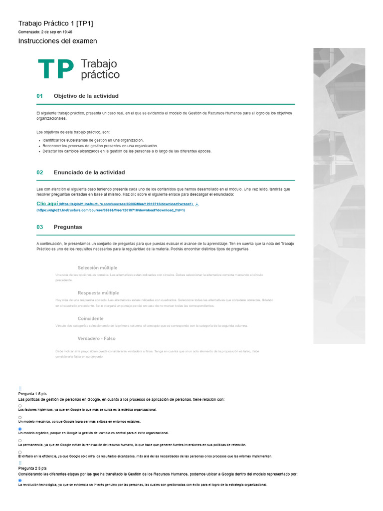 Trabajo Práctico 1 (TP1) 100% - Admin de RRHH MIO | PDF