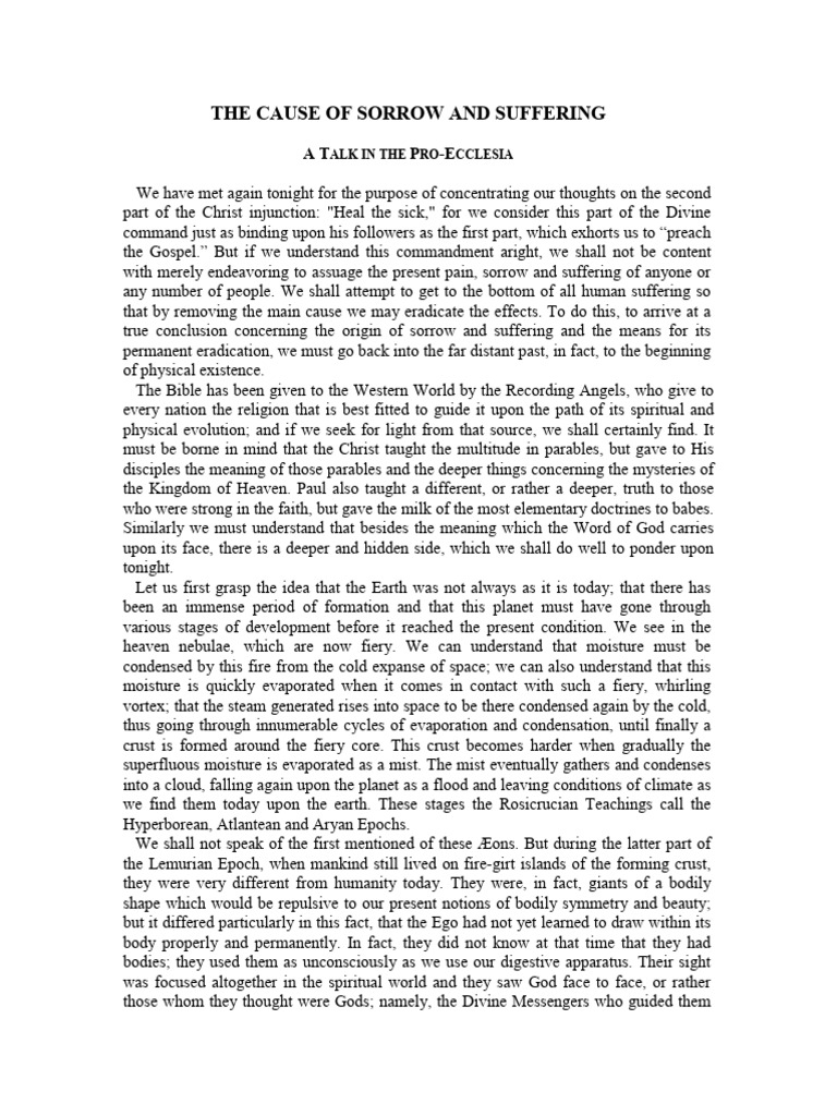 The Cause of Sorrow and Suffering Oct 1915 | PDF