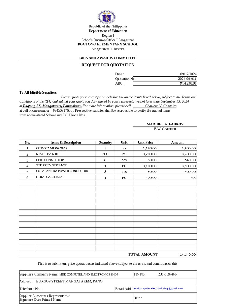 MND Computer Shop RFQ | PDF