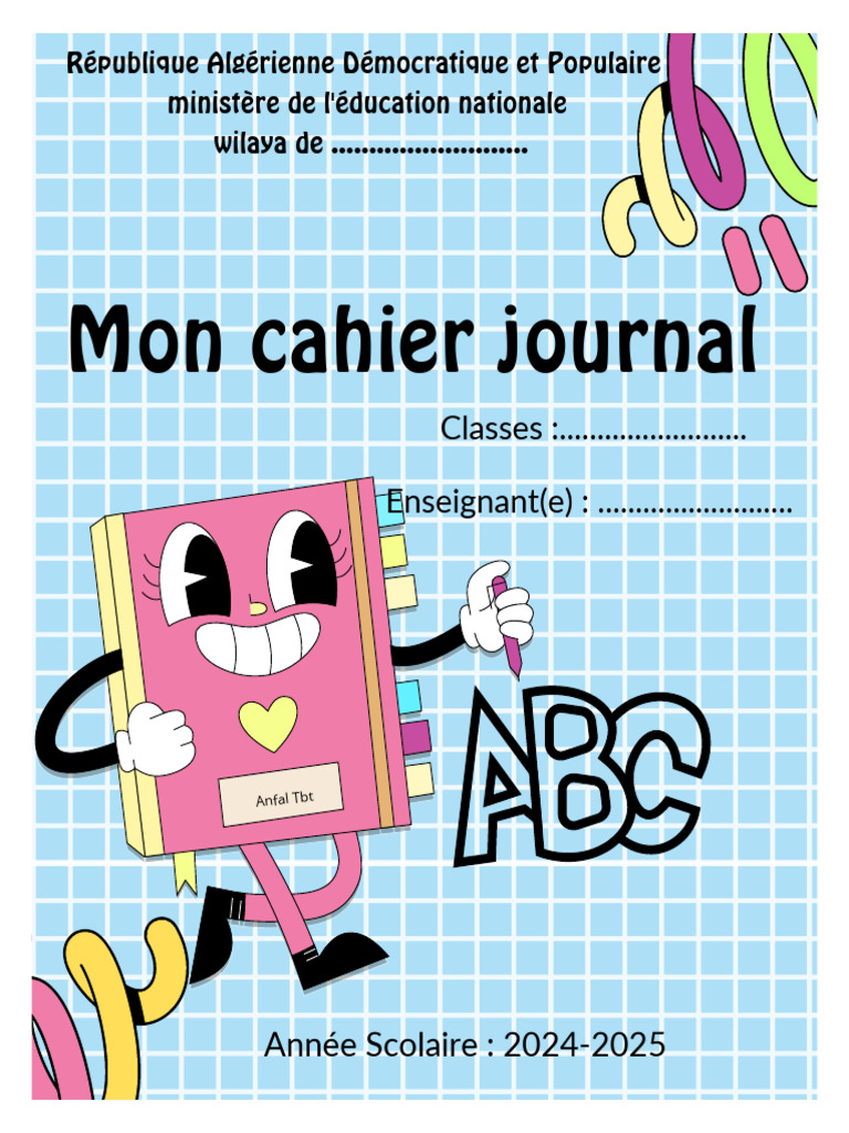 Mon Cahier Journal 20242025 Anfal - TBT | PDF