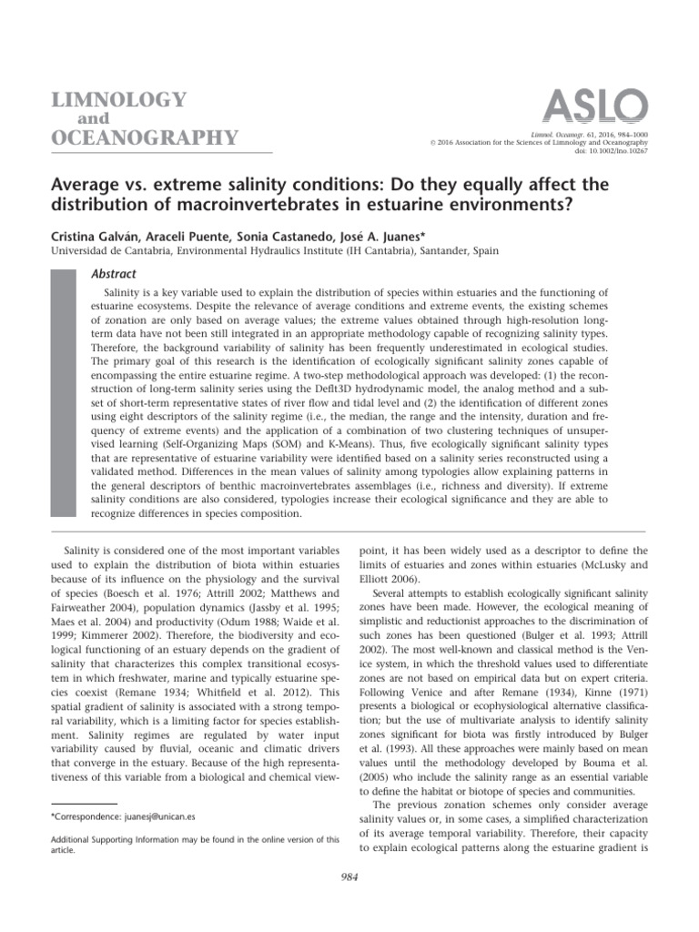 Galvan, 2016 - Average vs. Extreme Salinity Conditions - Do They ...