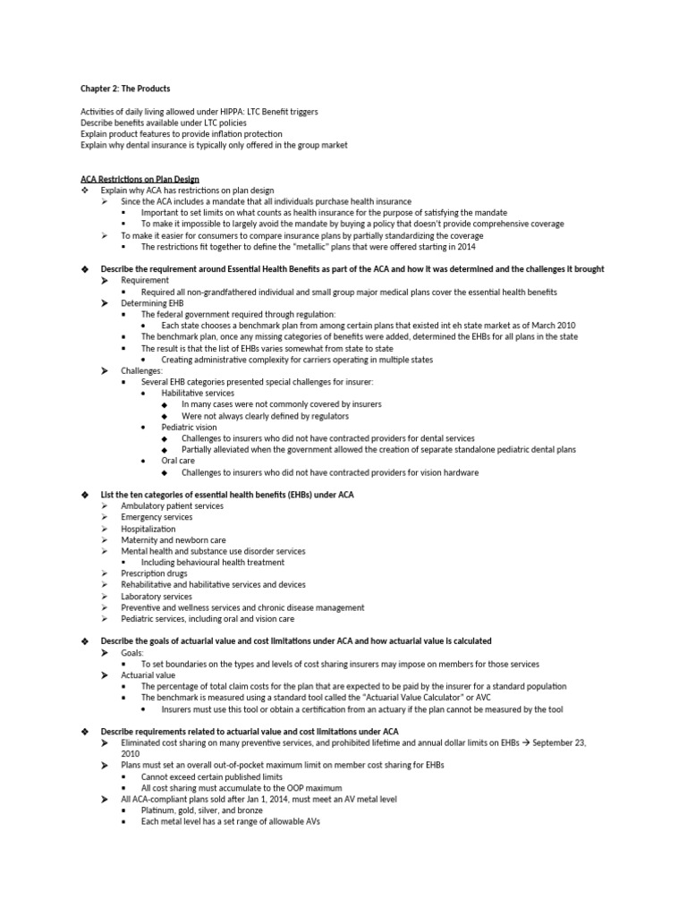 SOA Exam Prep: Chapter 2 - The Products | PDF