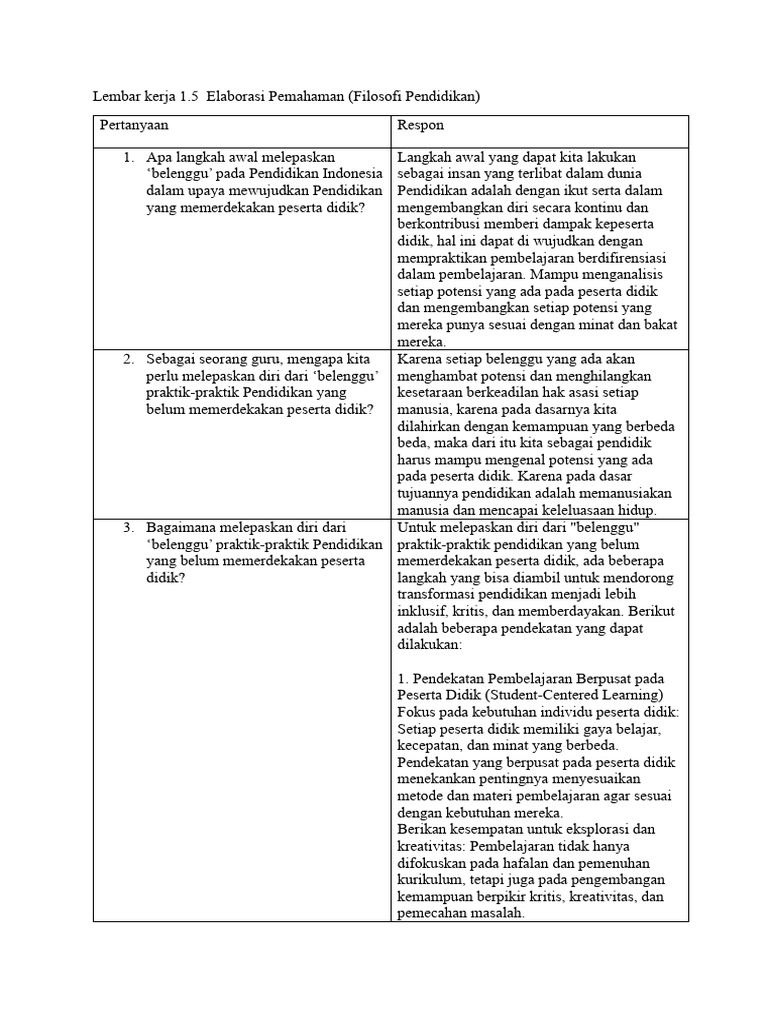 Tugas 1.5 Elaborasi Pemahaman (Filosofi Pendidikan) | PDF
