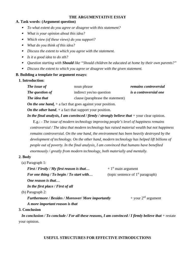2022 Official - Template and Expressions - Argumentative Essay | PDF