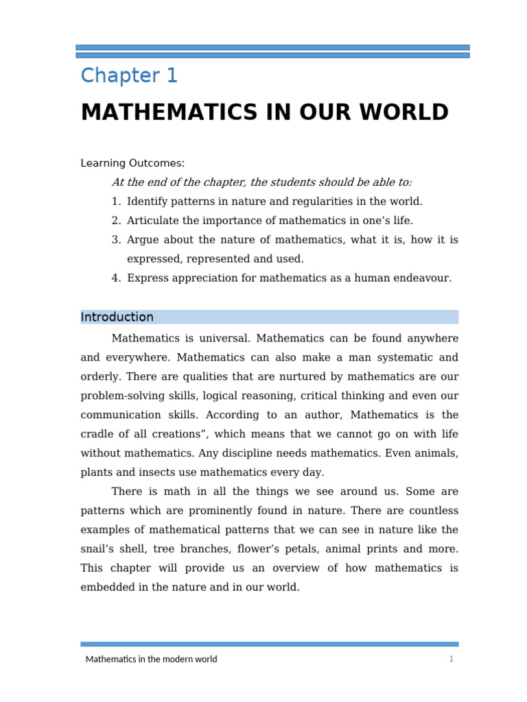 Module 1 Mathematics In Our World 1 Pdf