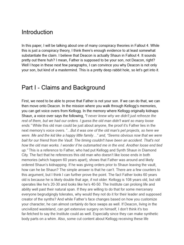 Fallout 4 Conspiracy Theory | PDF